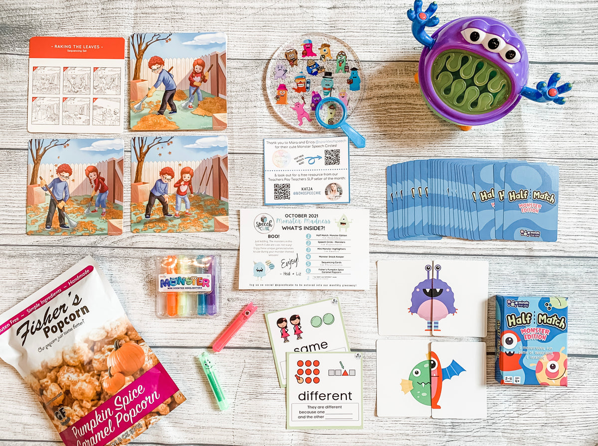 "Monster Madness" monster-themed speech therapy box – Speech Cube