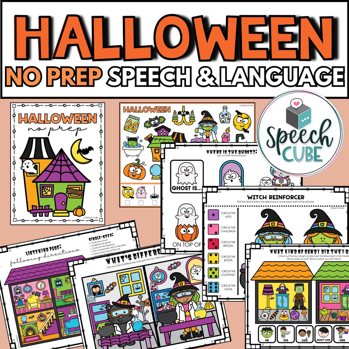 Halloween NO PREP Activities – Speech Cube