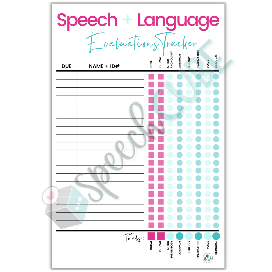 "Evaluation Checklist" SLP Planning Notepad – Speech Cube
