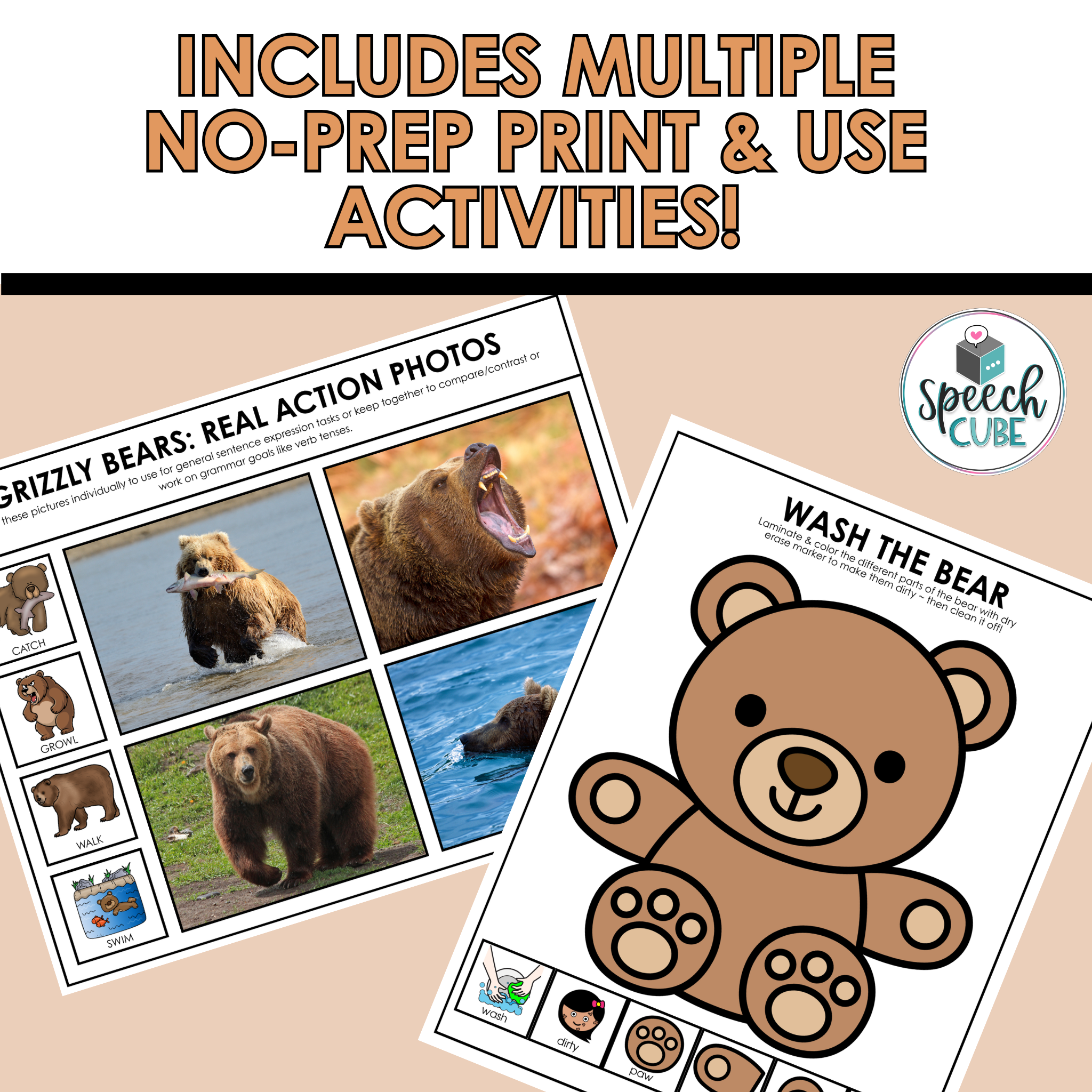 Bears Speech Therapy Activities - Digital File – Speech Cube